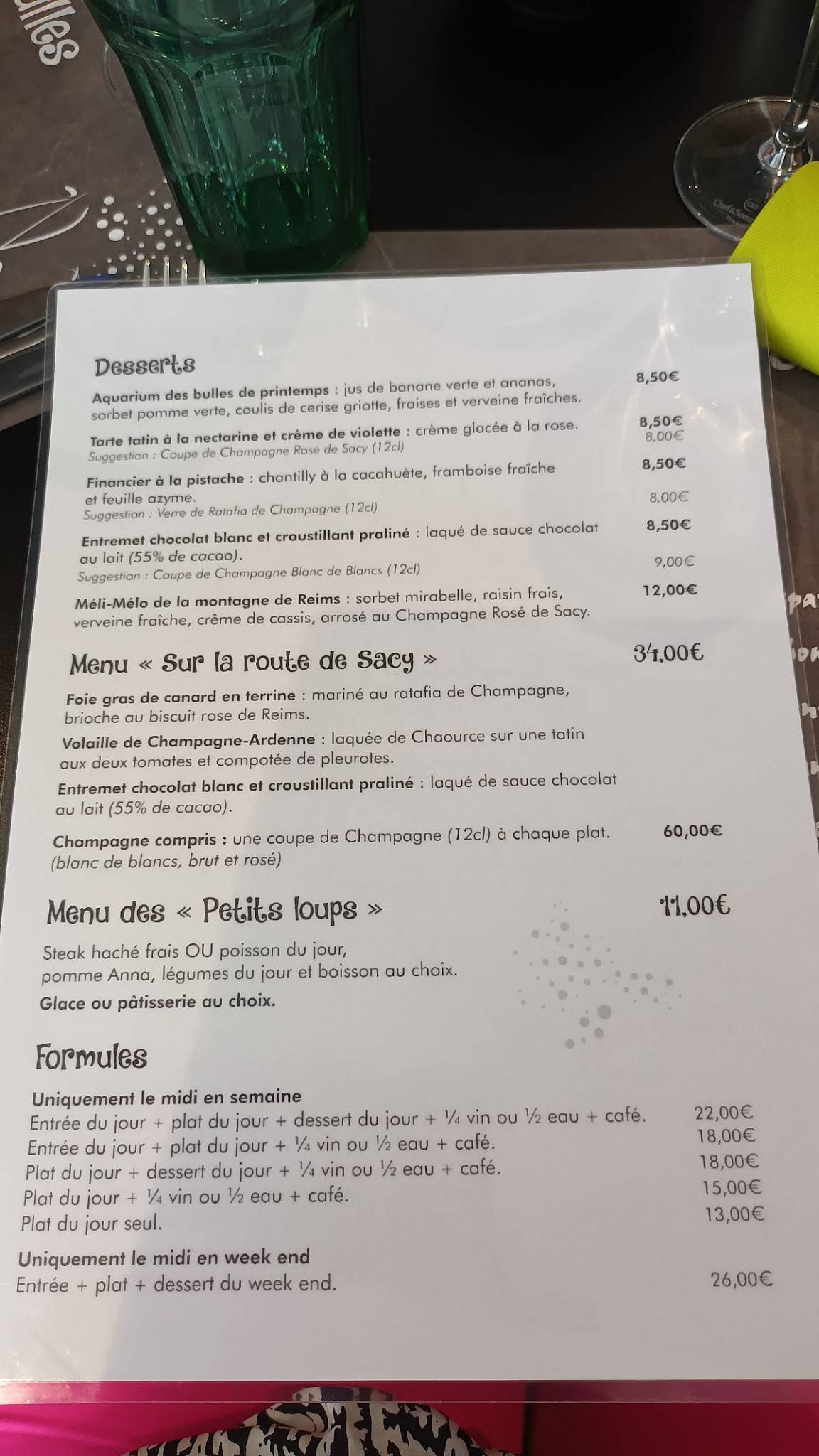 Menu au Le comptoir à Bulles restaurant, Sacy, 6 Pl. Saint-Avertin