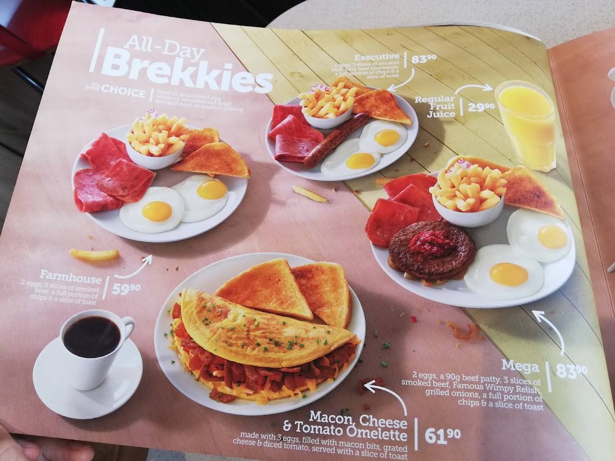 Speisekarte von Wimpy restaurant, Lenasia, Signet Terrace Shopping Centre