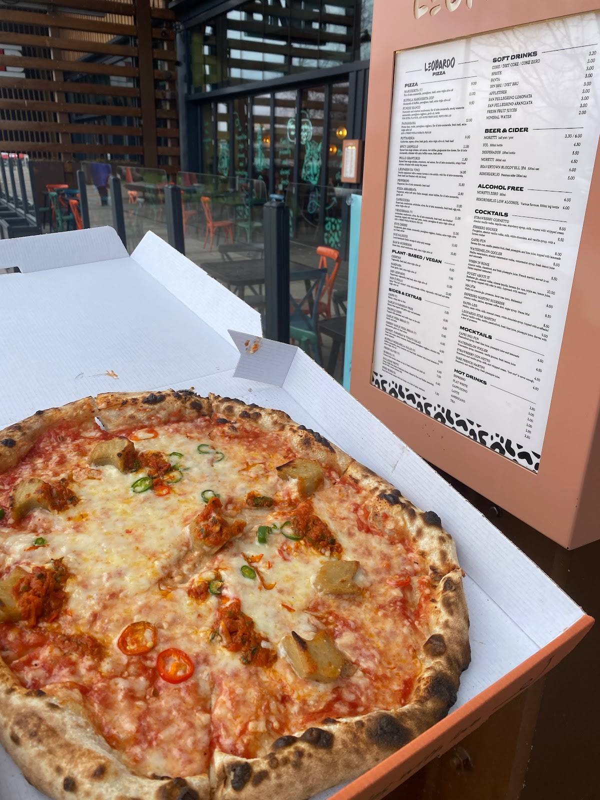 Menu at Leopardo Pizza restaurant, Glasgow