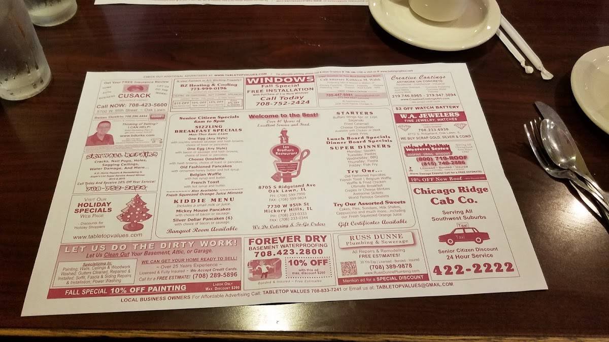 Menu at Les Brothers Restaurant, Oak Lawn, S Ridgeland Ave