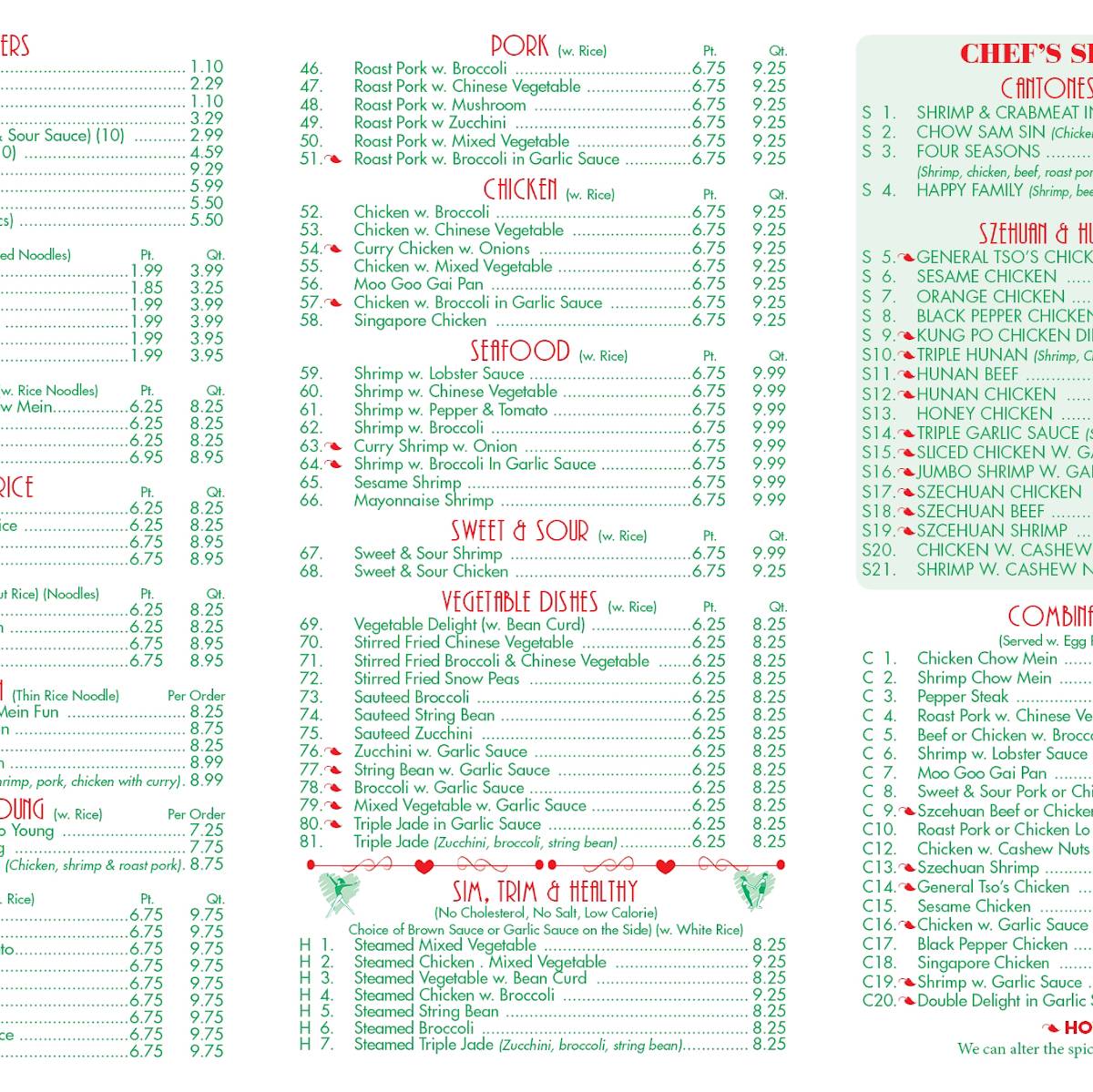 Menu at Ling Ling Buffet restaurant, Syracuse