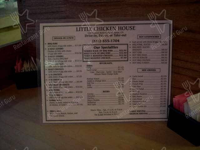 Menu at Little Chicken House BBQ, Pacific Grove