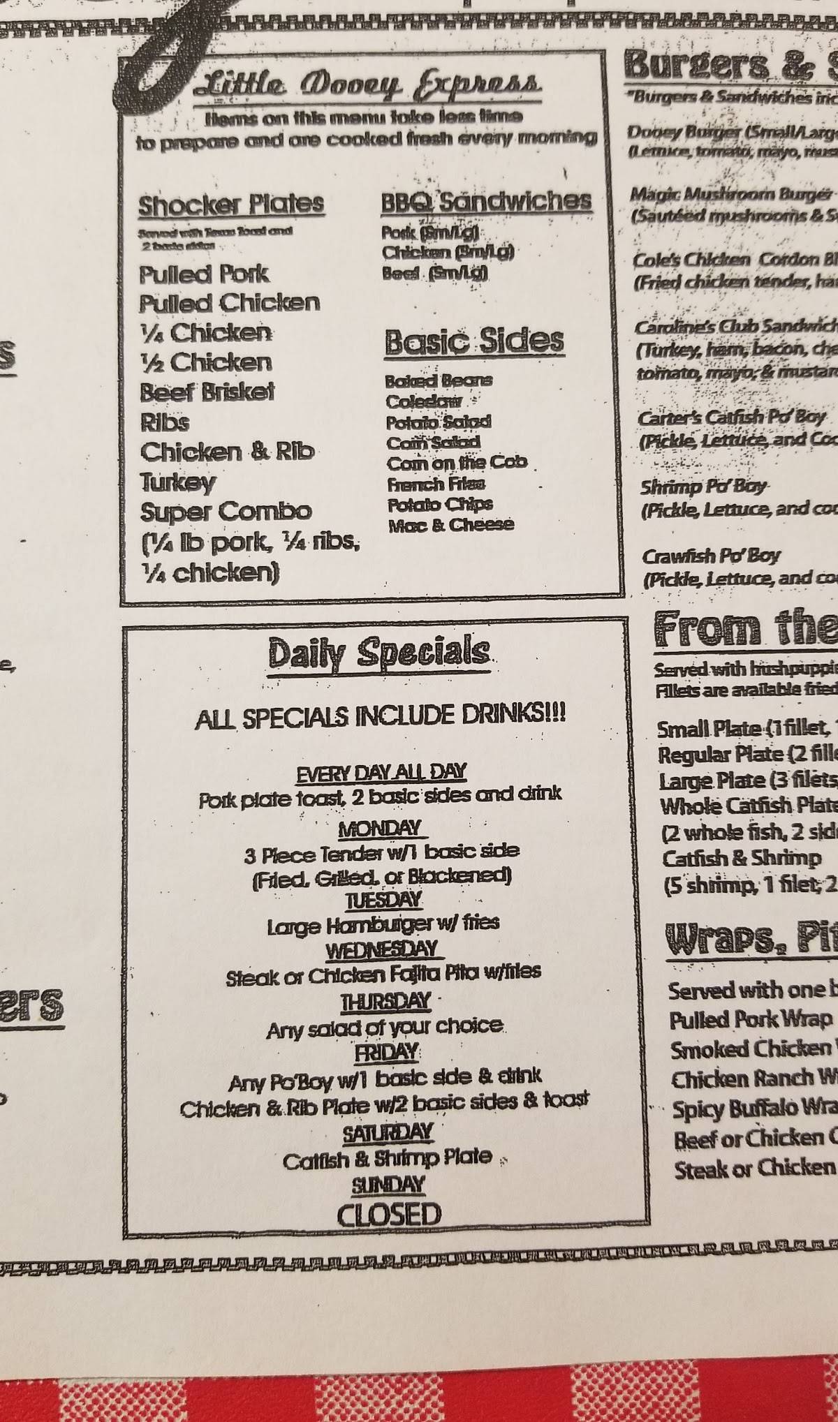 Menu at Little Dooey of East Columbus restaurant, Columbus
