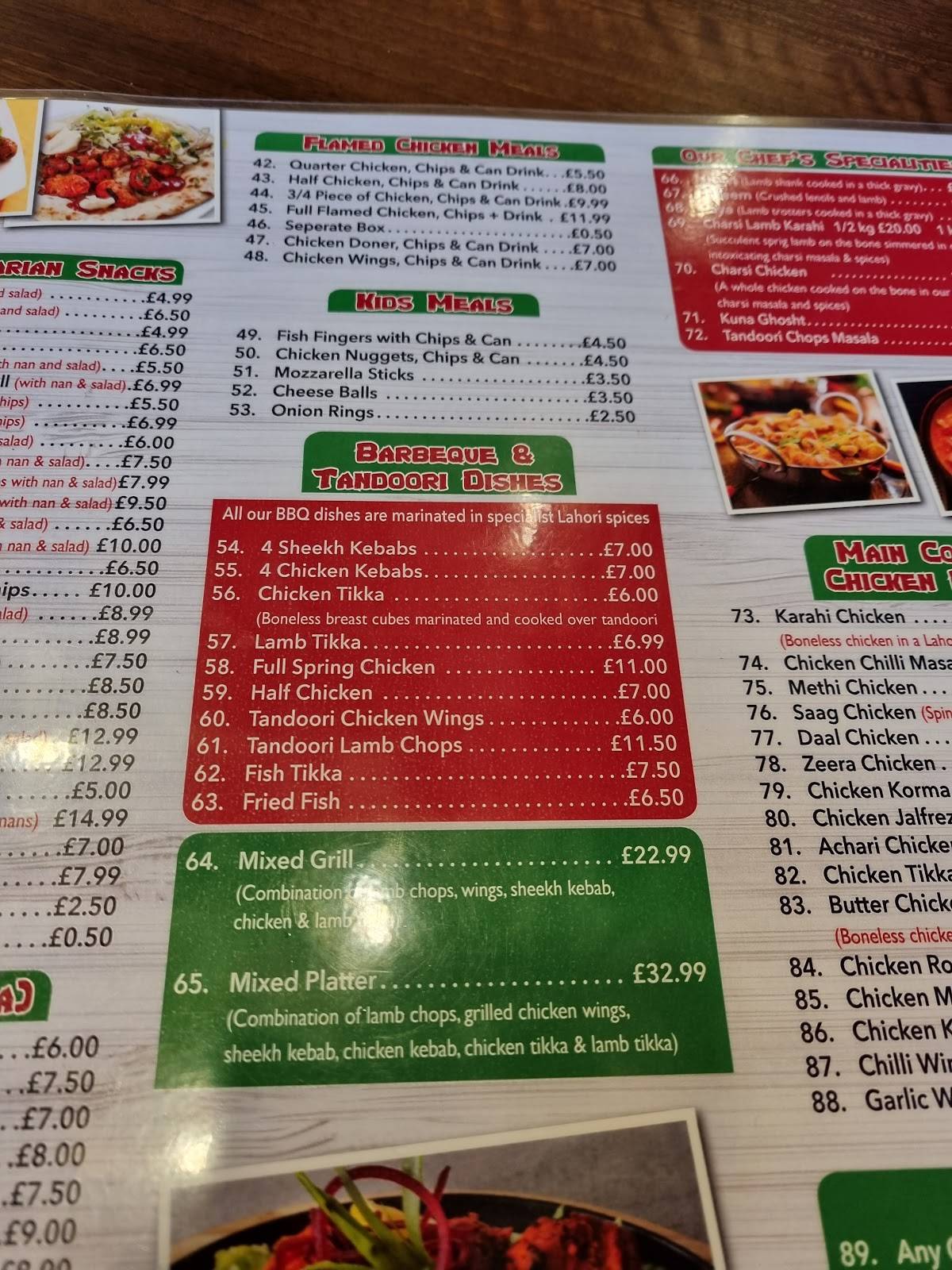 Menu at Little Lahore restaurant, Dunstable