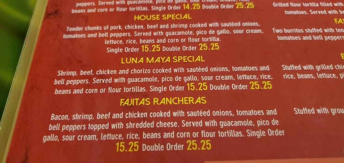 Menu at Luna Maya Restaurant, Monroe