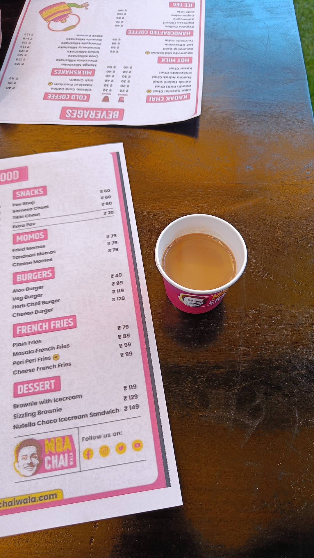 Menu at MBA CHAIWALA ROURKELA, Rourkela