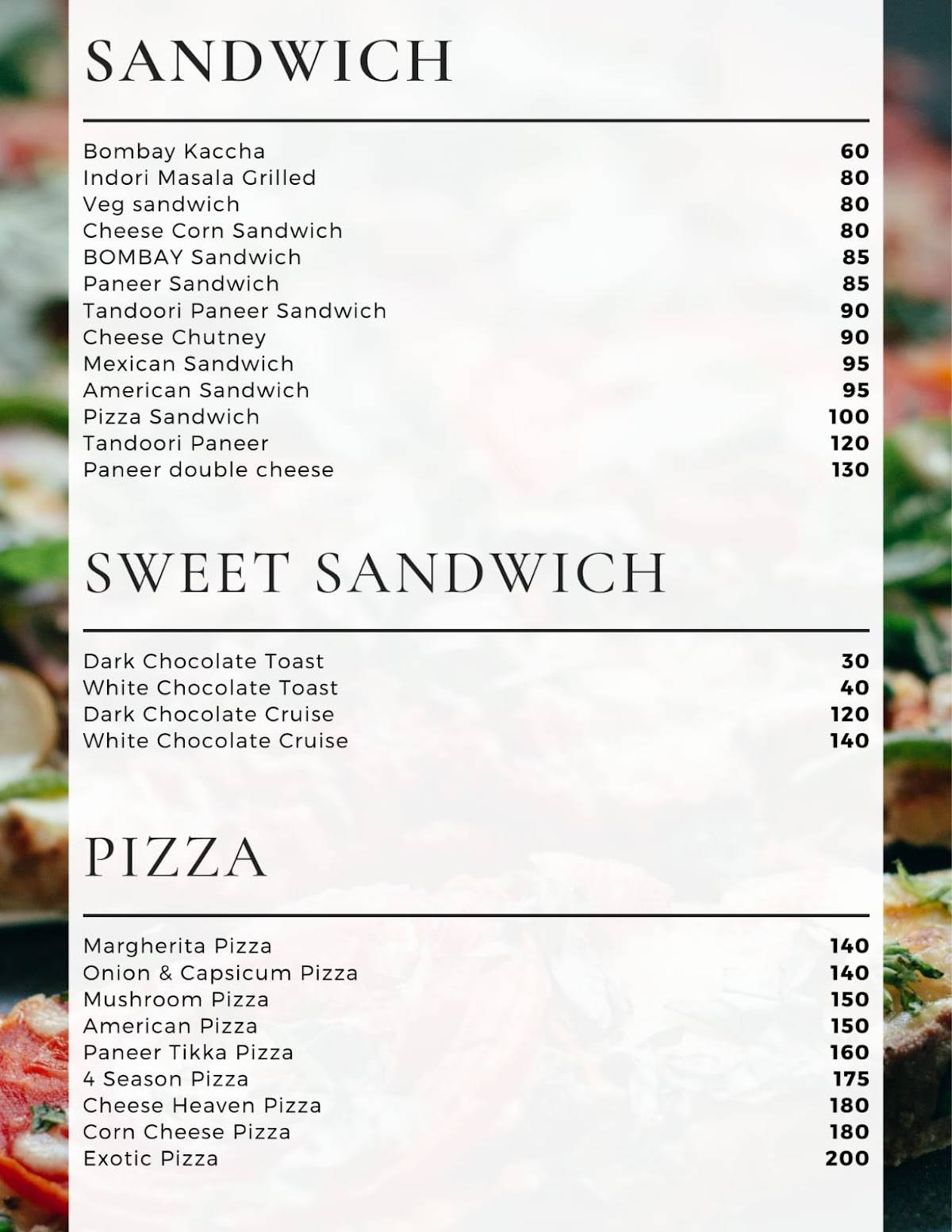 Menu at Mihir's Food & Flavours - Best Restaurant & Cafe in Indore Best ...