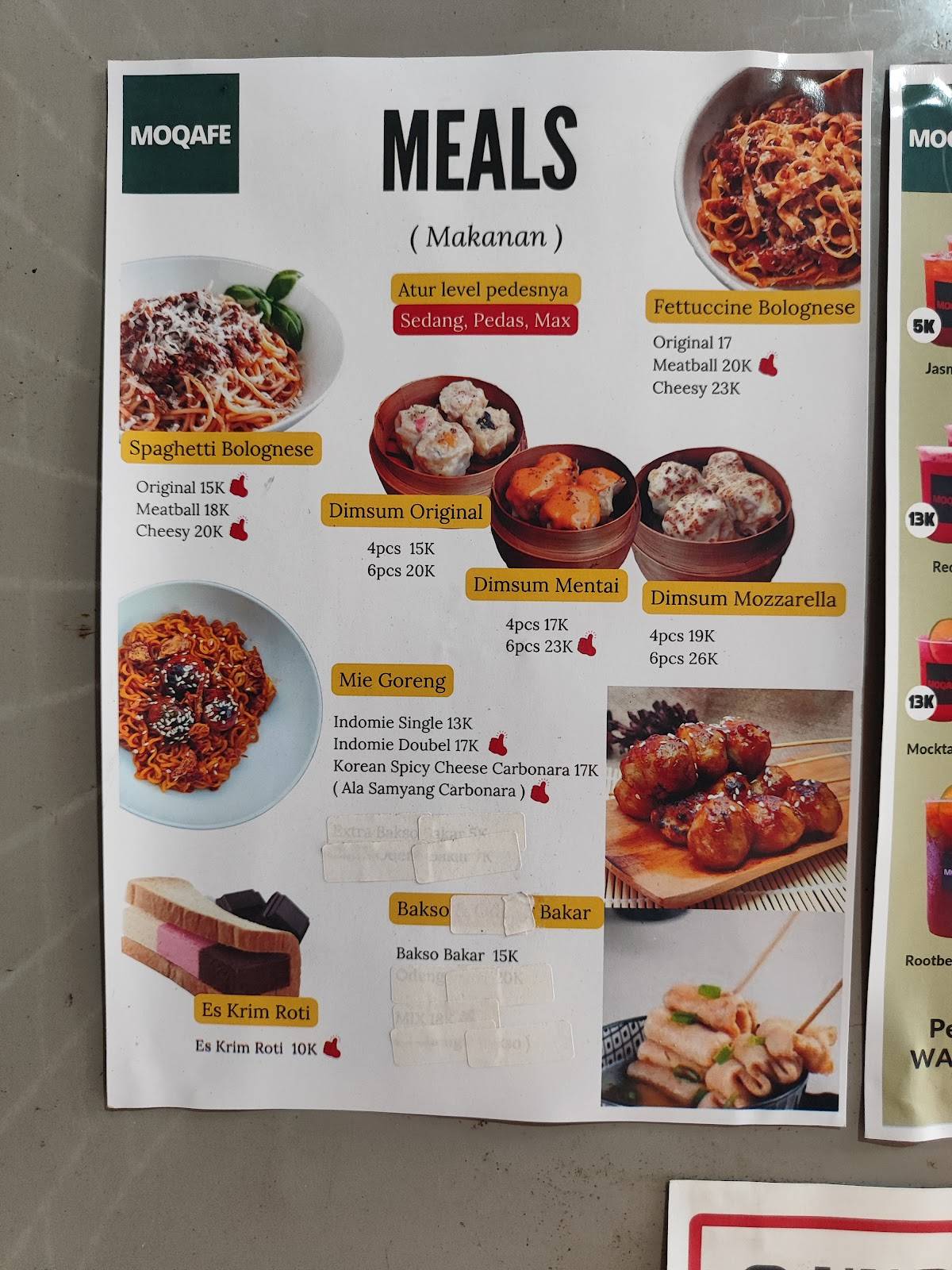 Menu at Goodwill Dimsum Palmerah restaurant, Central Jakarta