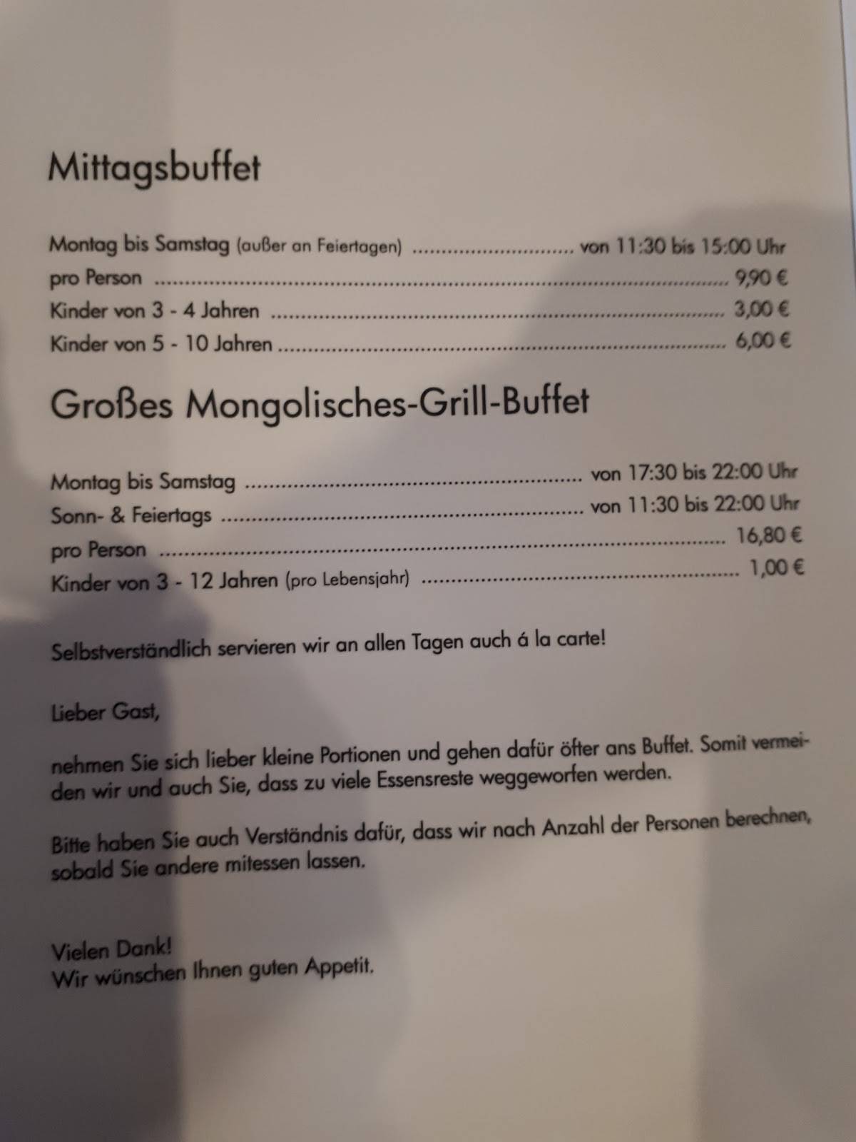 Mr Pan Magdeburg Speisekarte