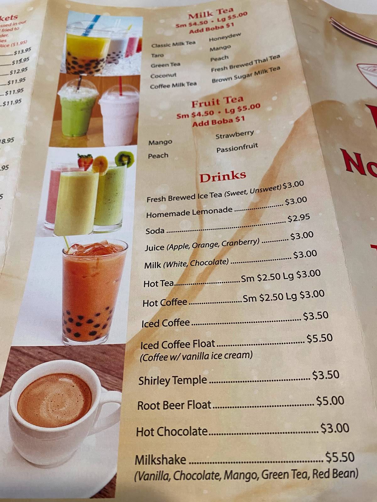Menu at Mai Noodle House restaurant, Gettysburg