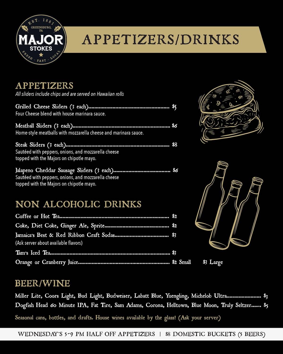 Menu at Major Stokes pub & bar, Greensburg, 108 W Pittsburgh St