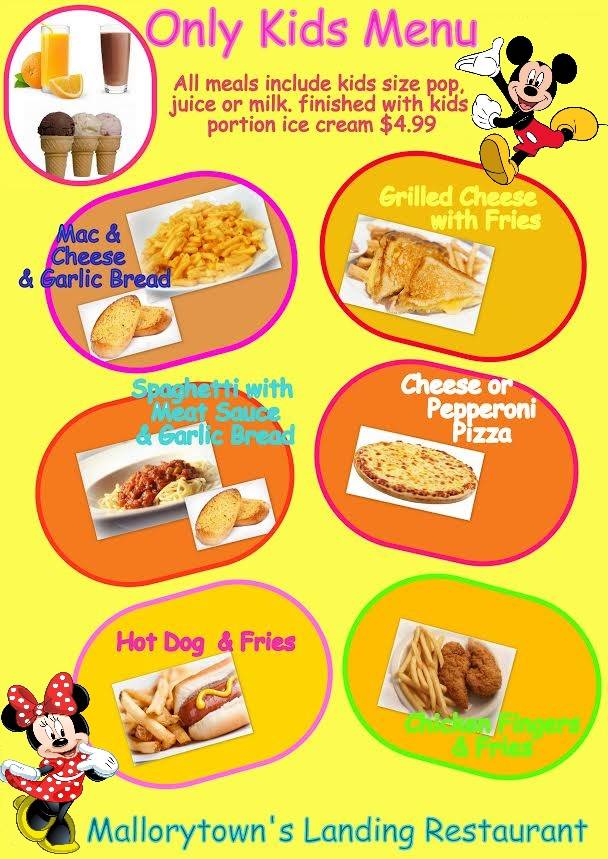 Menu at Mallorytown's Landing Restaurant, Mallorytown