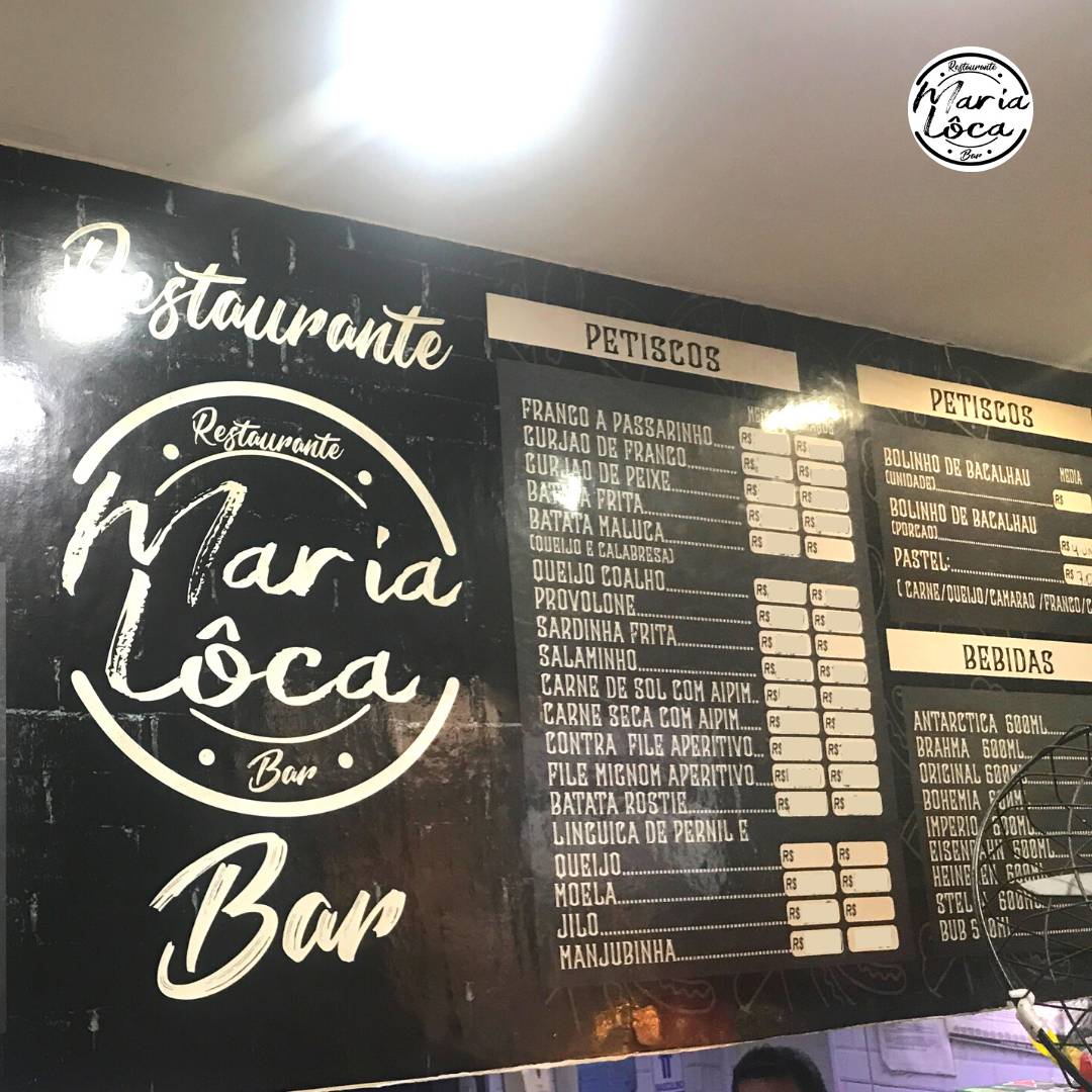 Menu em Maria Lôca Bar, Rio de Janeiro
