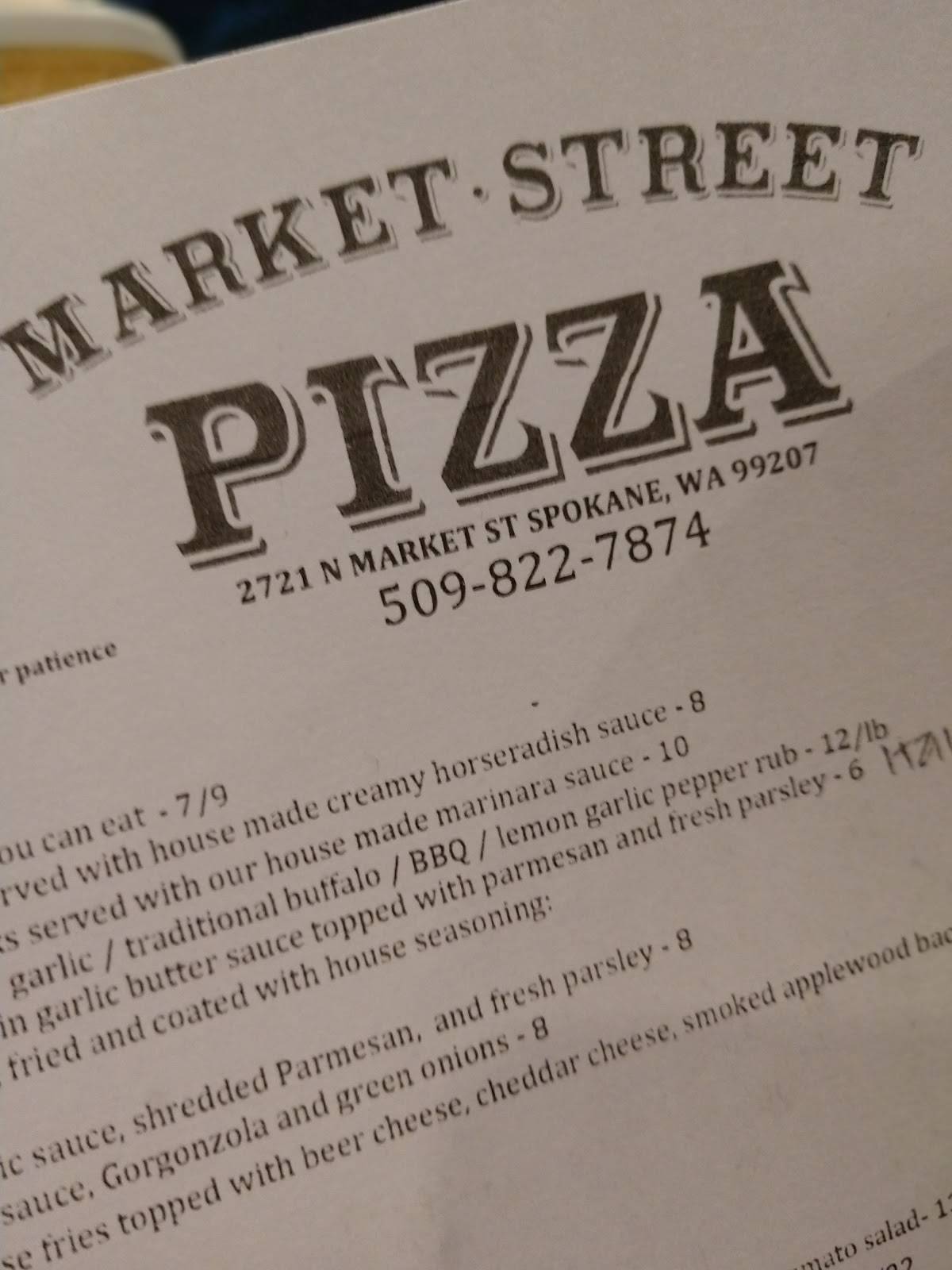 Menu at Market Street Pizza pizzeria, Spokane