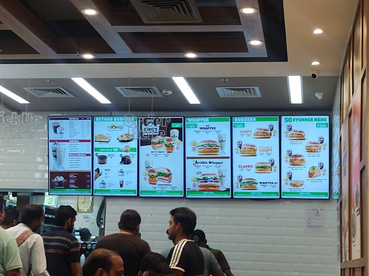 Menu at Burger King, Mathura