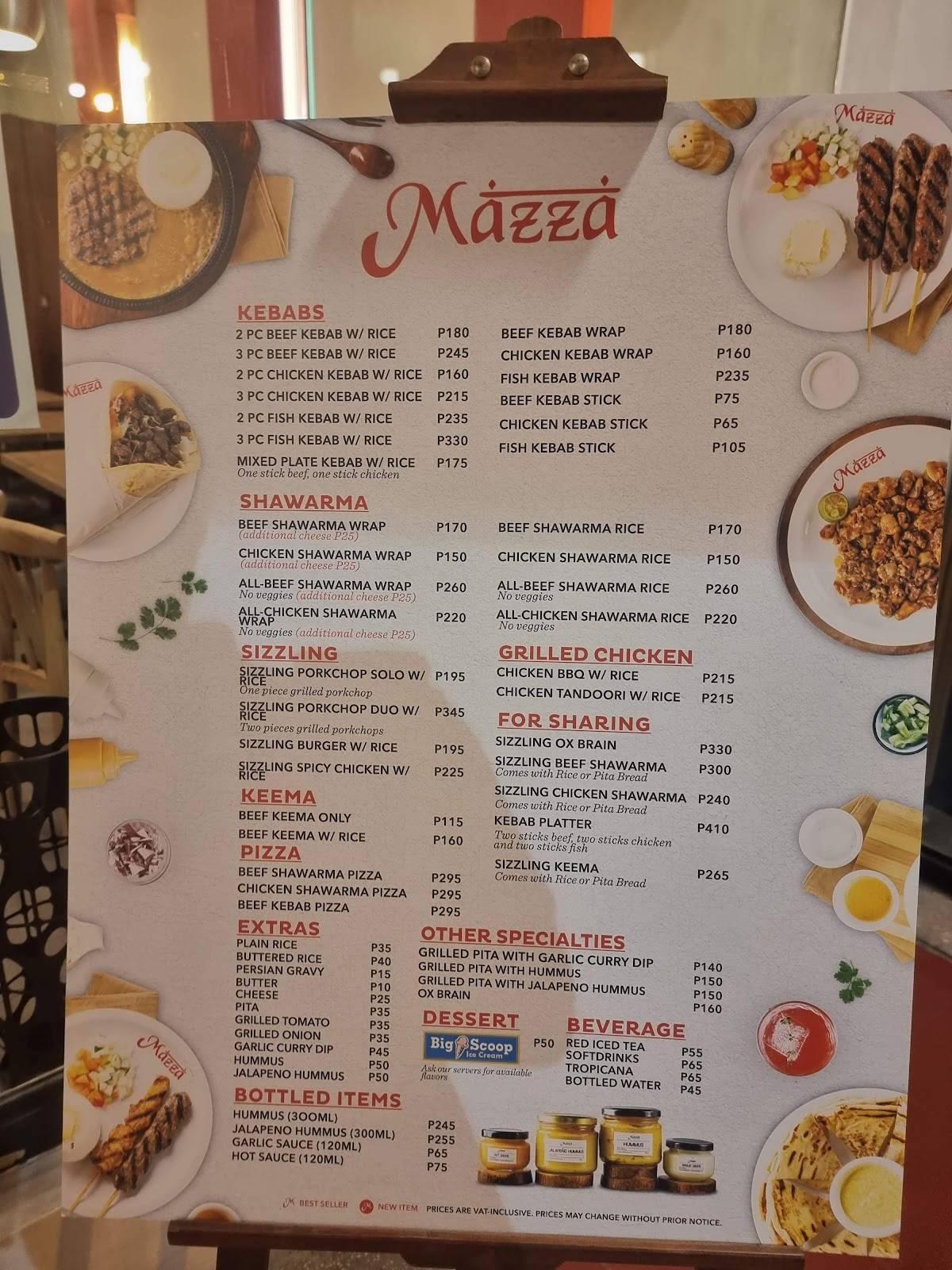 Menu at Mazza Shawarma restaurant, Quezon City, Eastwood Bldg B