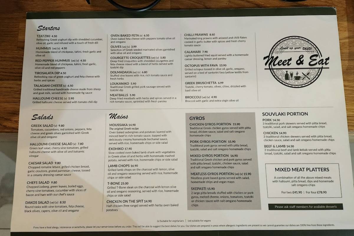 Menu at Meet & Eat restaurant, Handforth