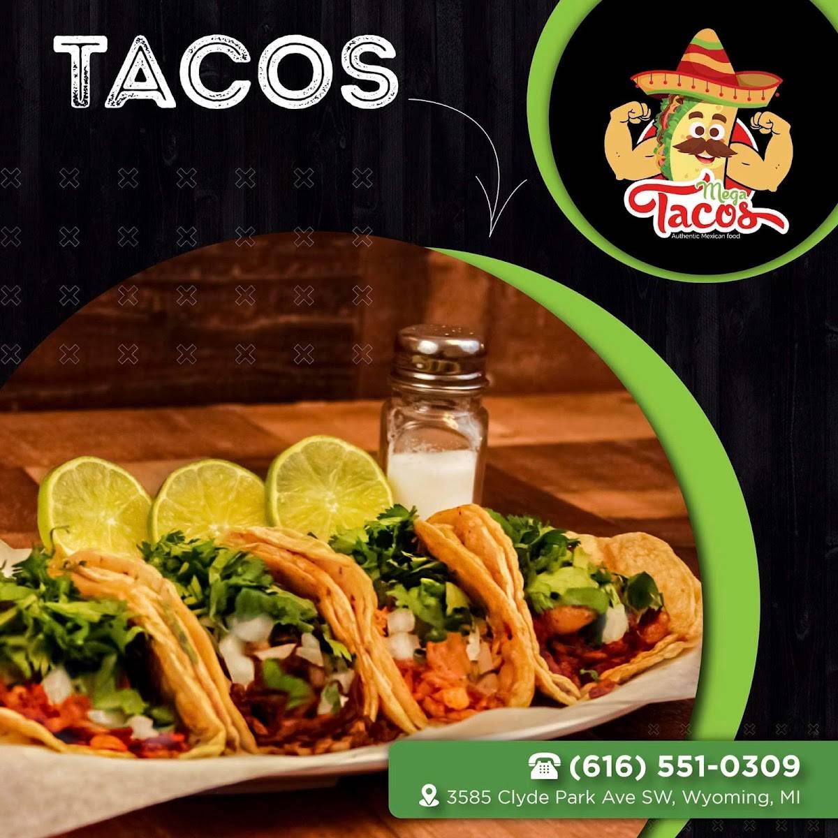Menu at Mega Tacos restaurant, Wyoming