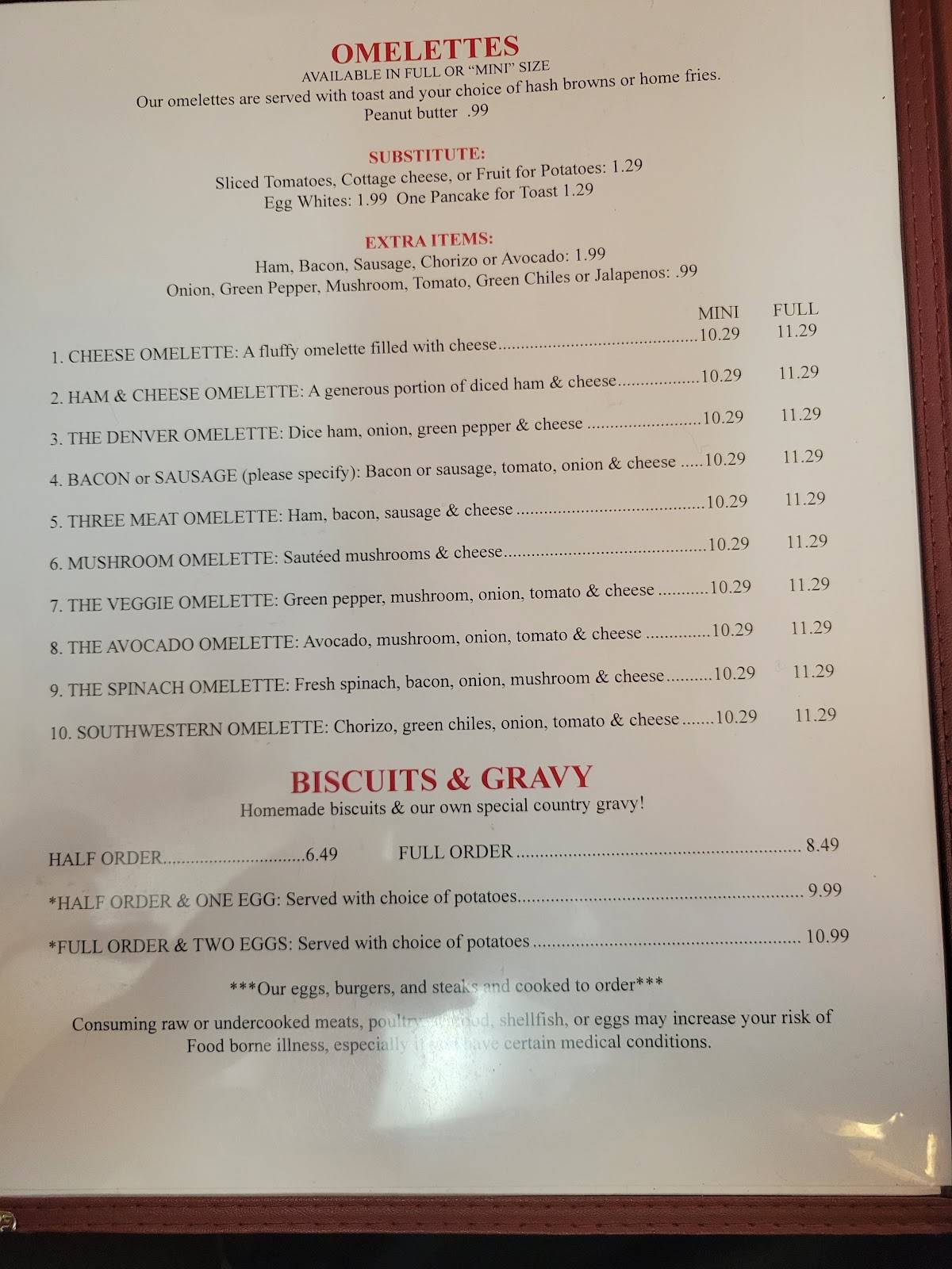 Menu at Cozy Corner Cafe, Mesa, E McKellips Rd #102