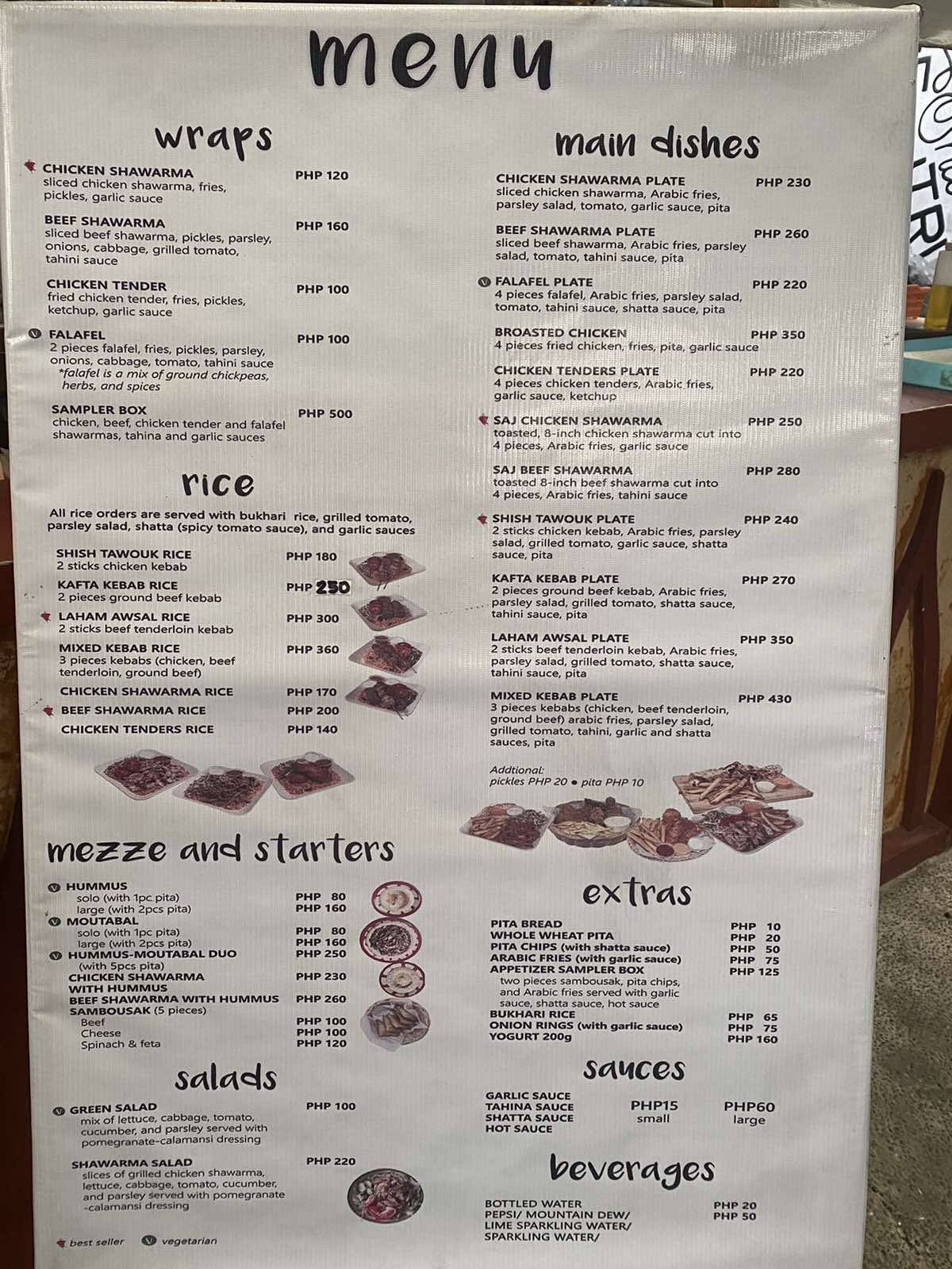 Menu at Meshwe restaurant, Quezon City, Bristol St