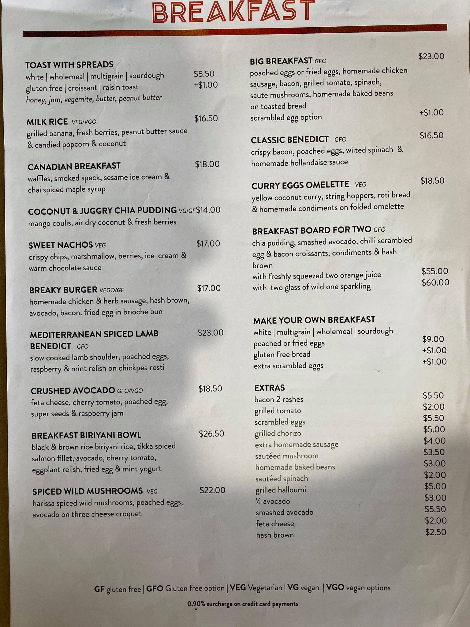 Menu at Mezzanine Cafe, Truganina