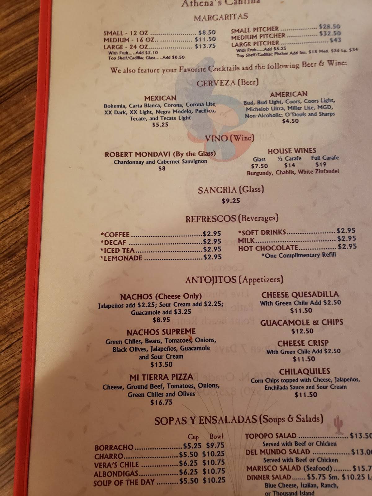 Menu at Mi Tierra Restaurant, Catalina