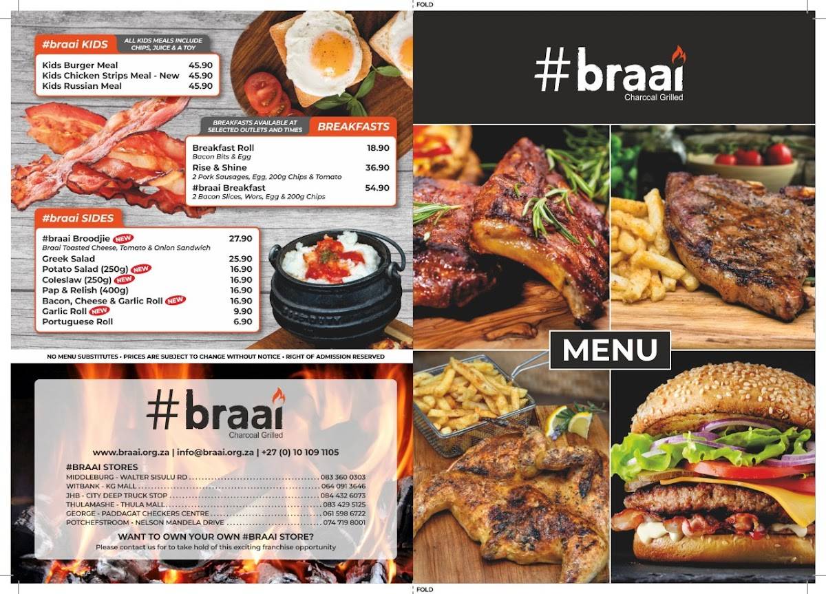 Menu at Middelburg #braai restaurant, Middelburg