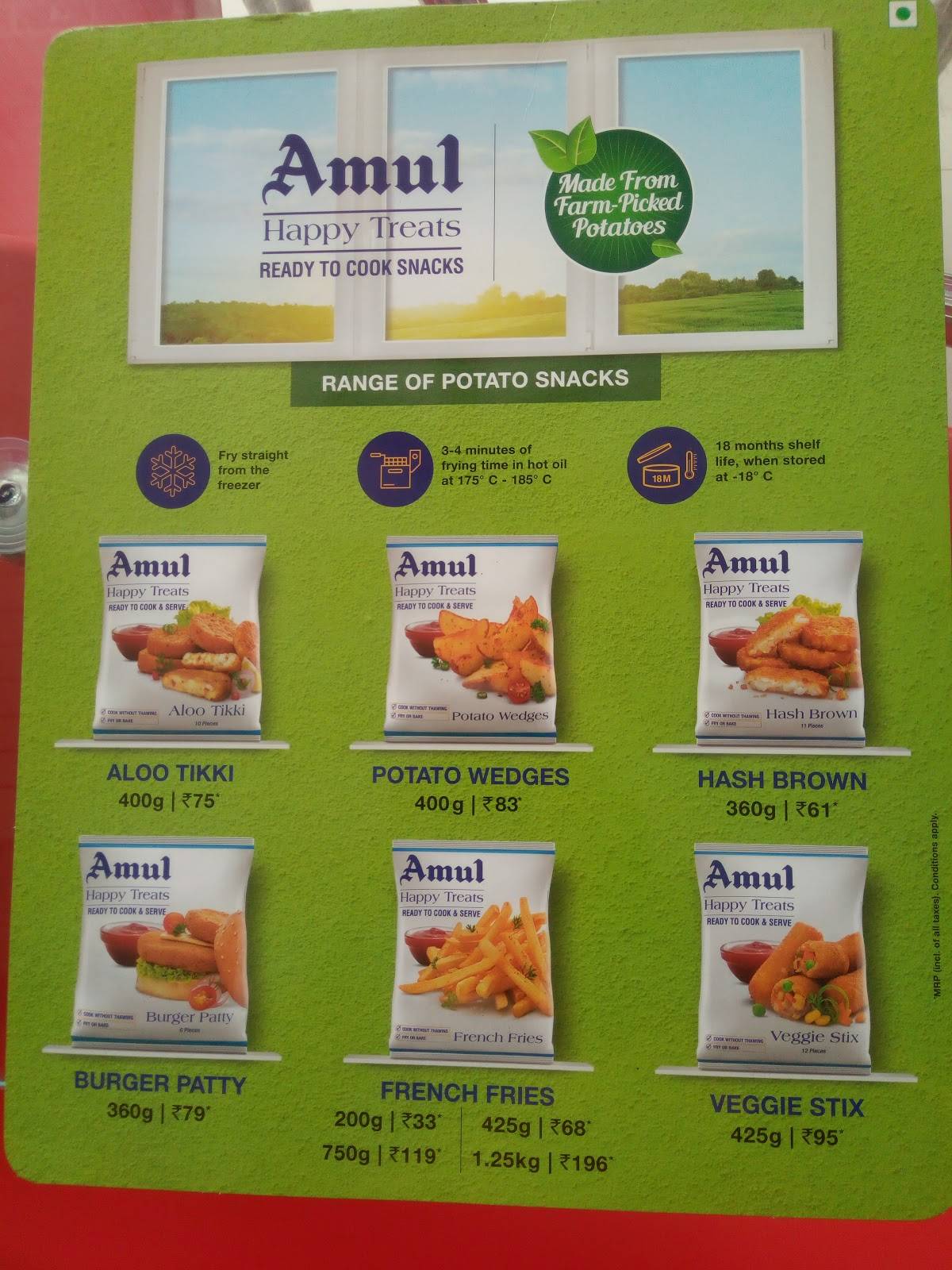 Menu at Midtown Treat Amul Ice-cream Parlour, Lakhimpur