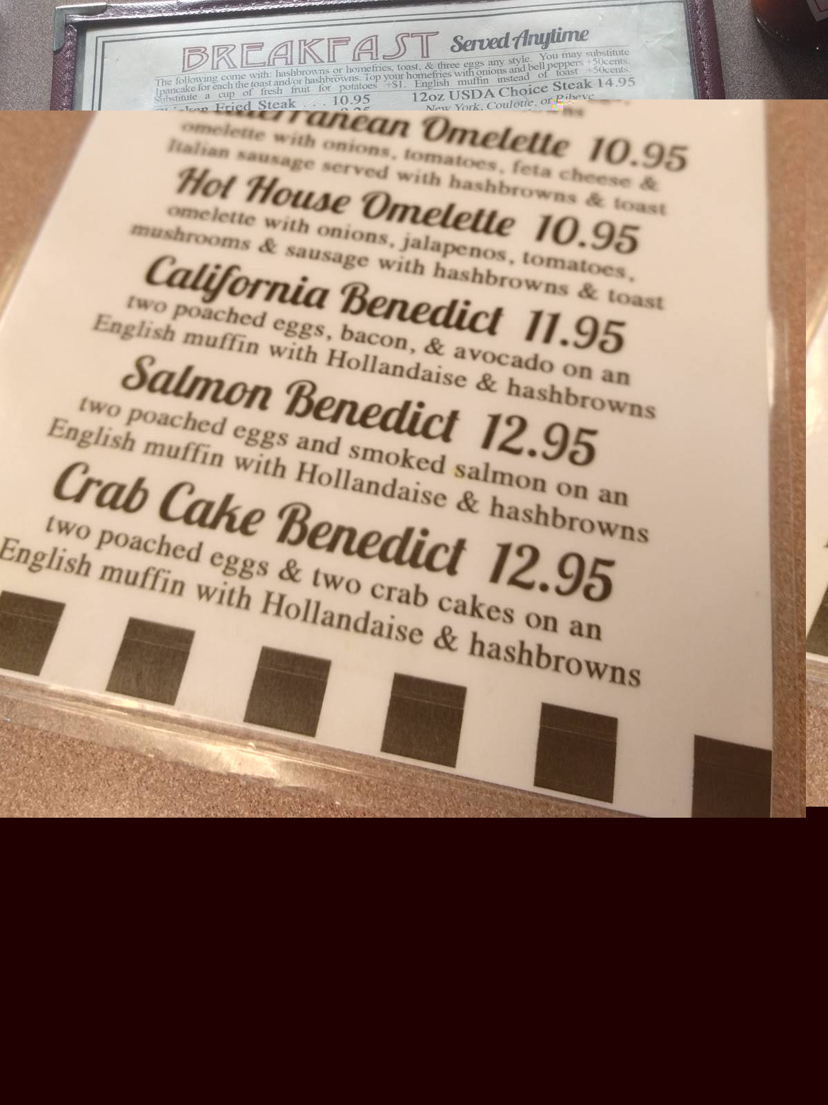 Menu at Mil's Diner restaurant, Milpitas