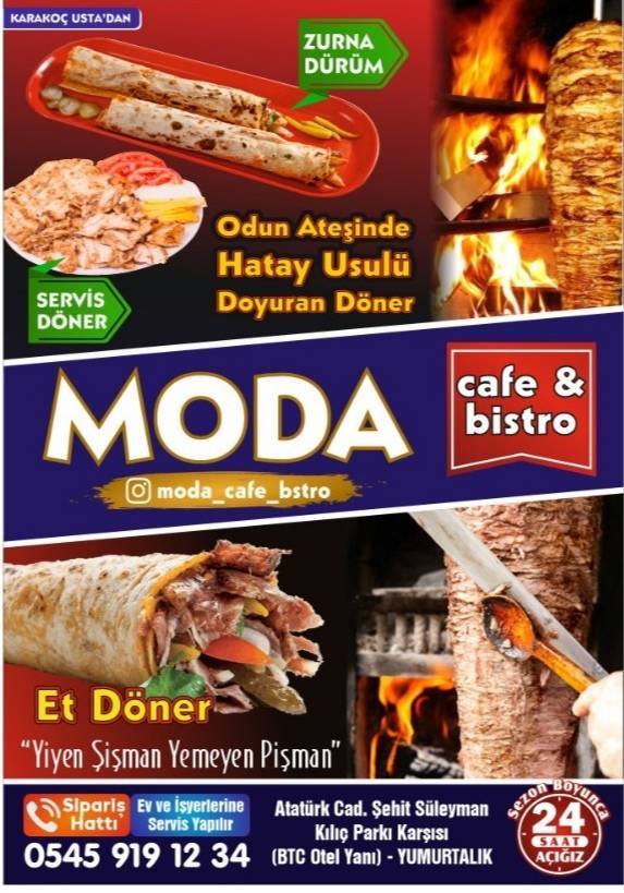 Menu at Moda Cafe Bistro, Yumurtalık