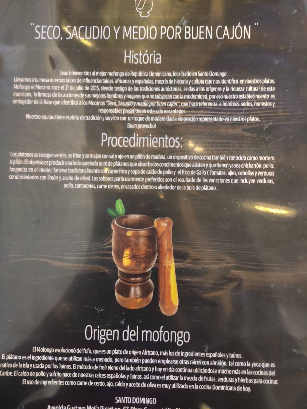 Carta del restaurante Mofongo El Mocano - Gustavo Mejía Ricart, Santo ...