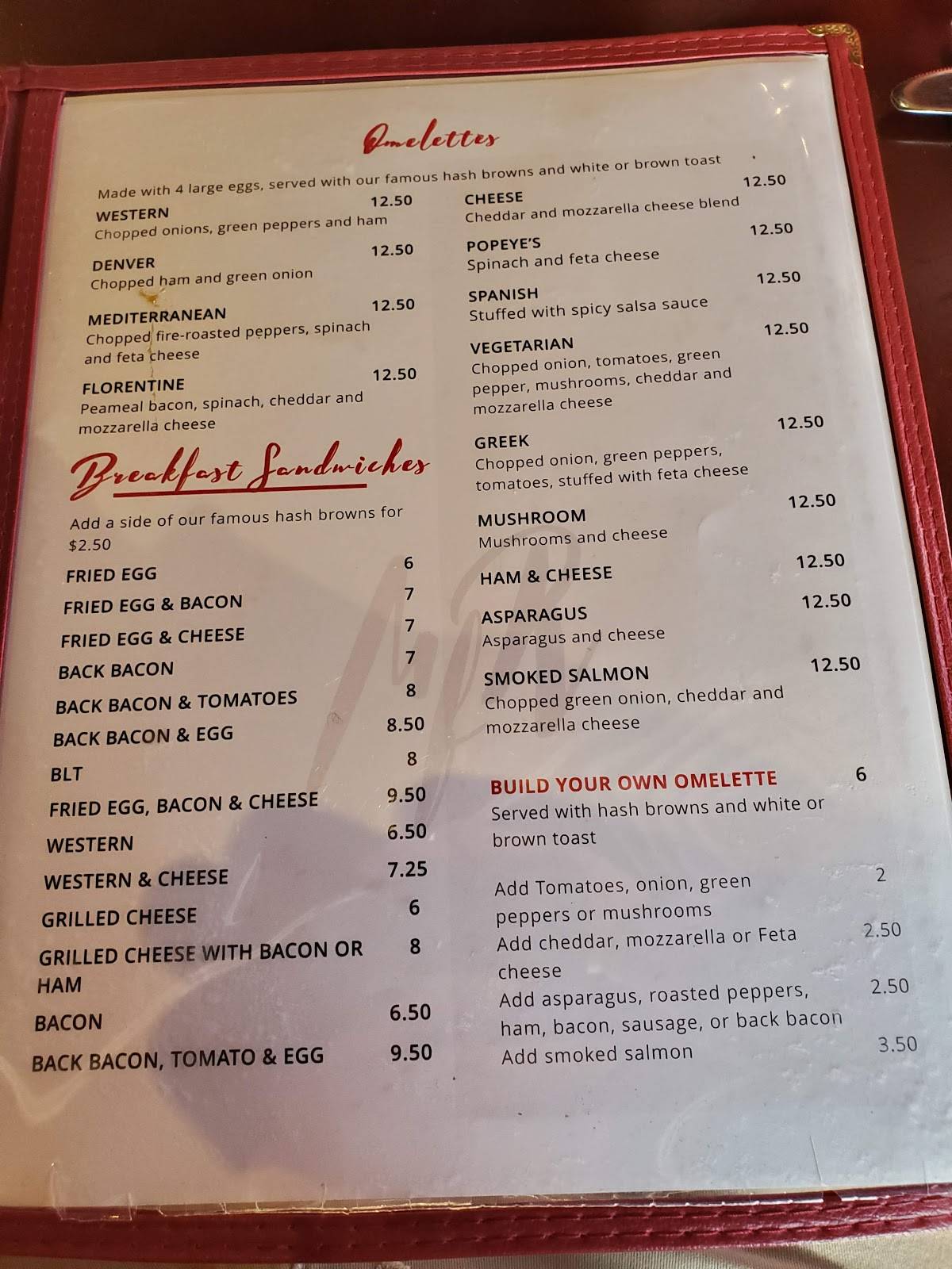Menu at Mo's Family Restaurant, Oakville