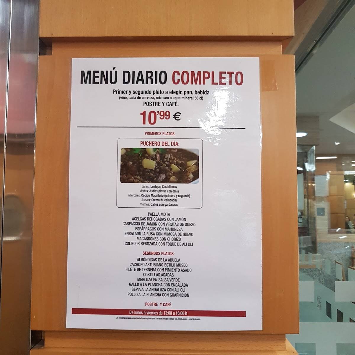 Carta del restaurante Museo del Jamón, Madrid, C. del Alcalá