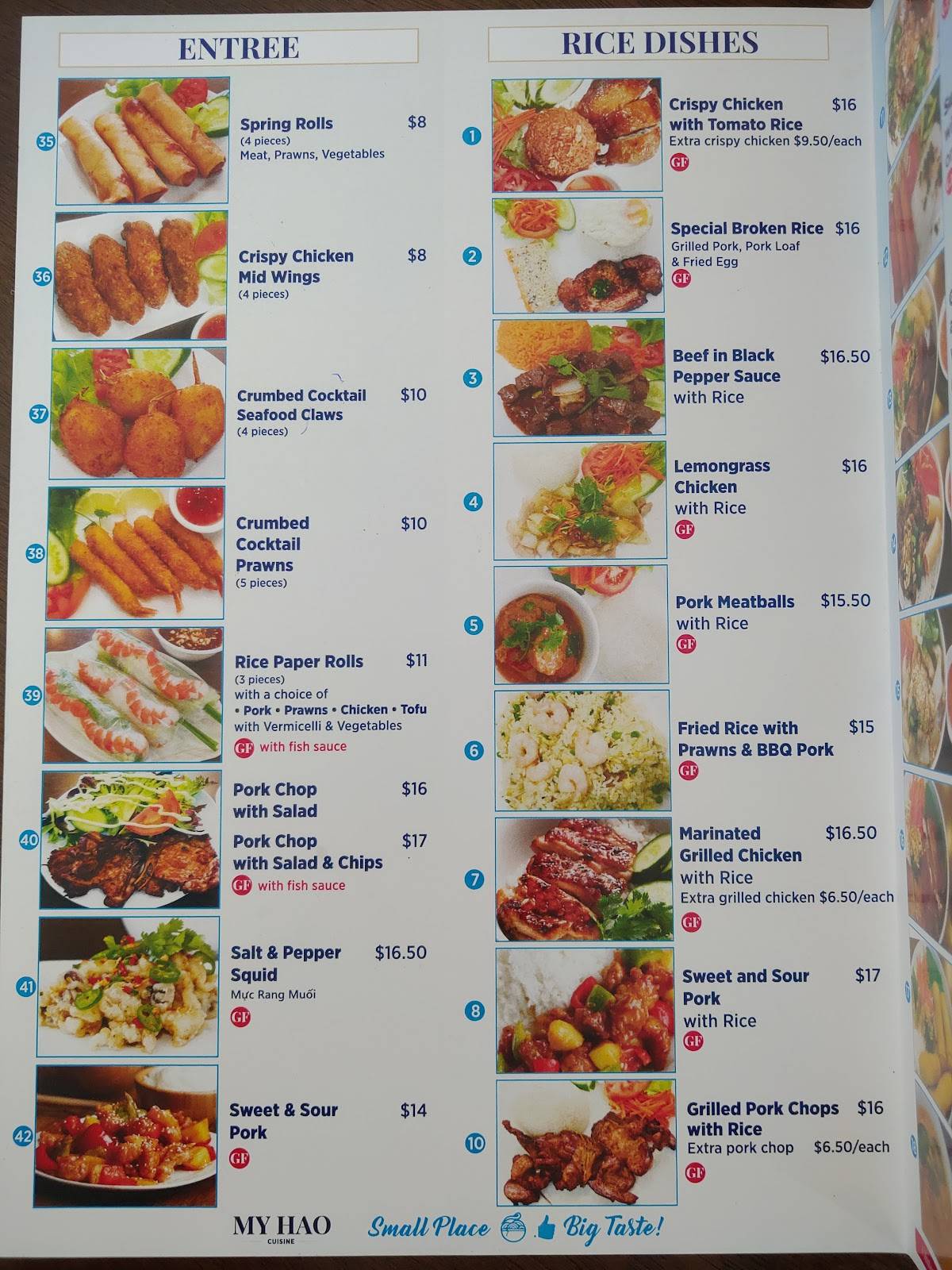 Menu at My Hao Cuisine - Vietnamese Restaurant and Cafe, Winston Hills ...