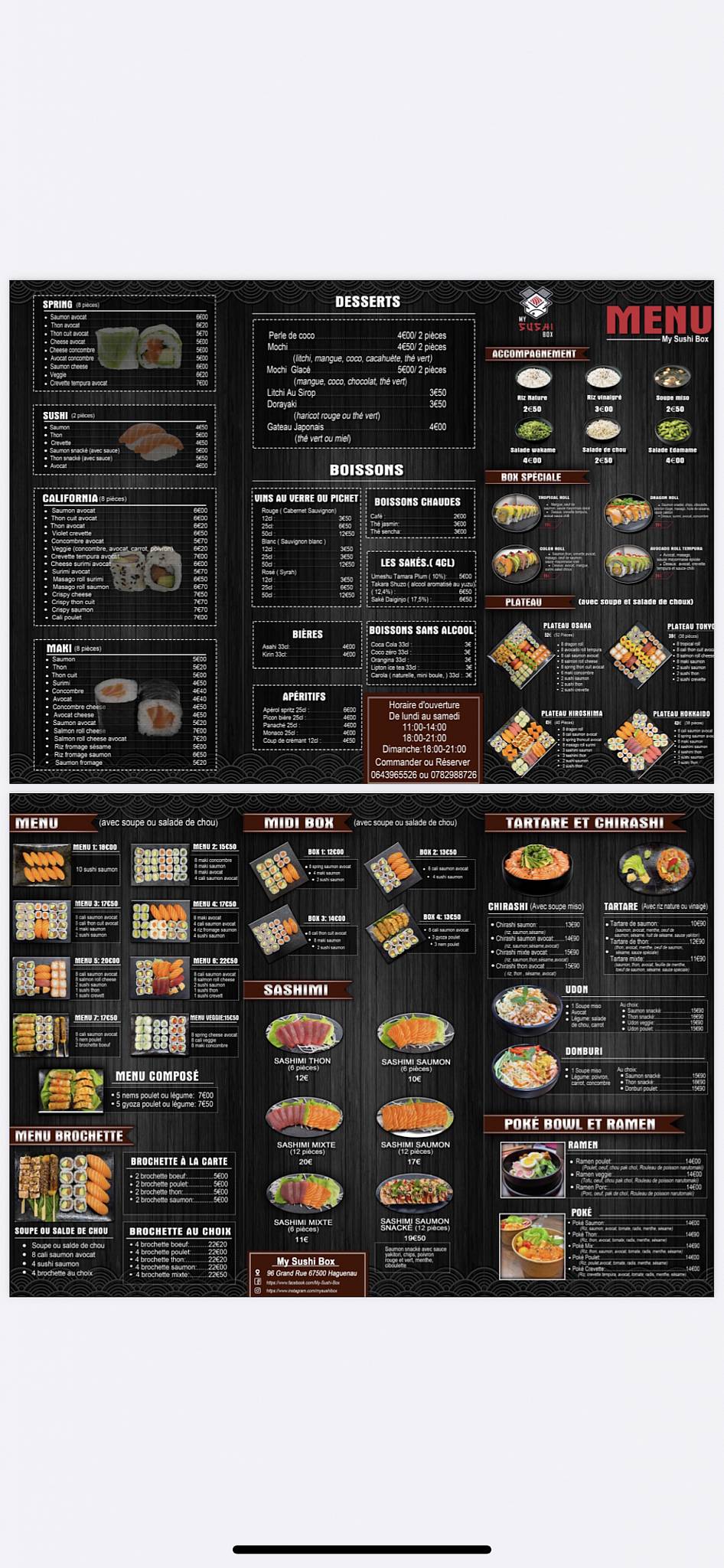 Menu au My Sushi Box restaurant, Haguenau