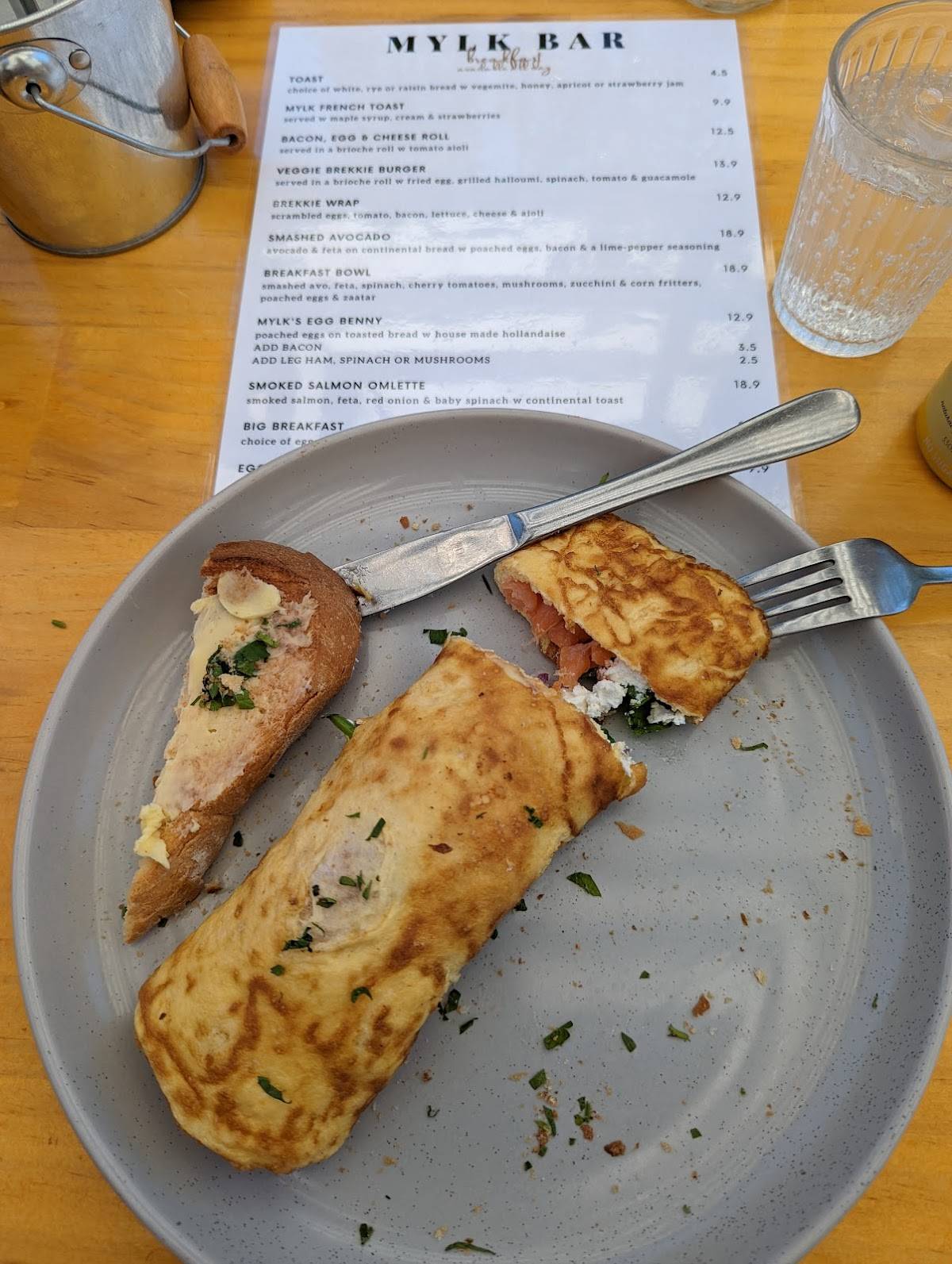 Menu at Mylk Bar North Adelaide, North Adelaide