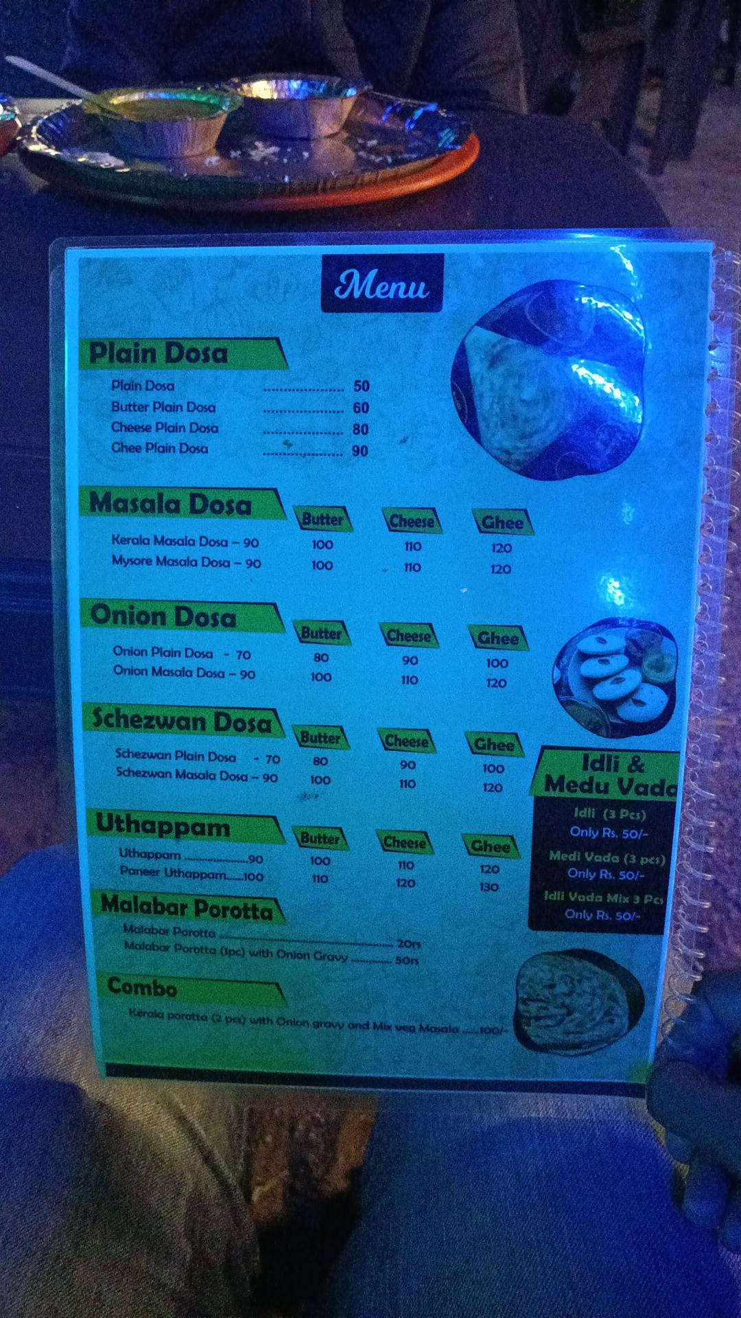 Menu at NAMASTE KERALA'S DOSAJI, Gandhinagar