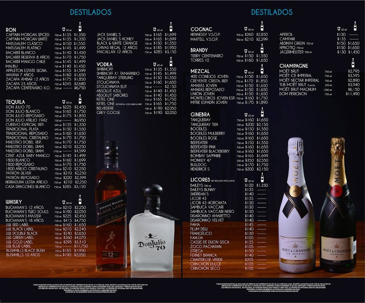 Carta del restaurante NÜBA, Ciudad del México, Blvd. del la Sta. Cruz 142