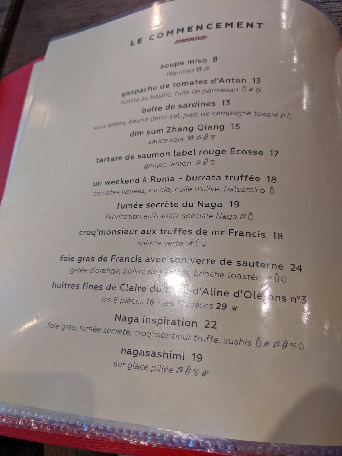 Menu au Naga - Restaurant, Mondercange