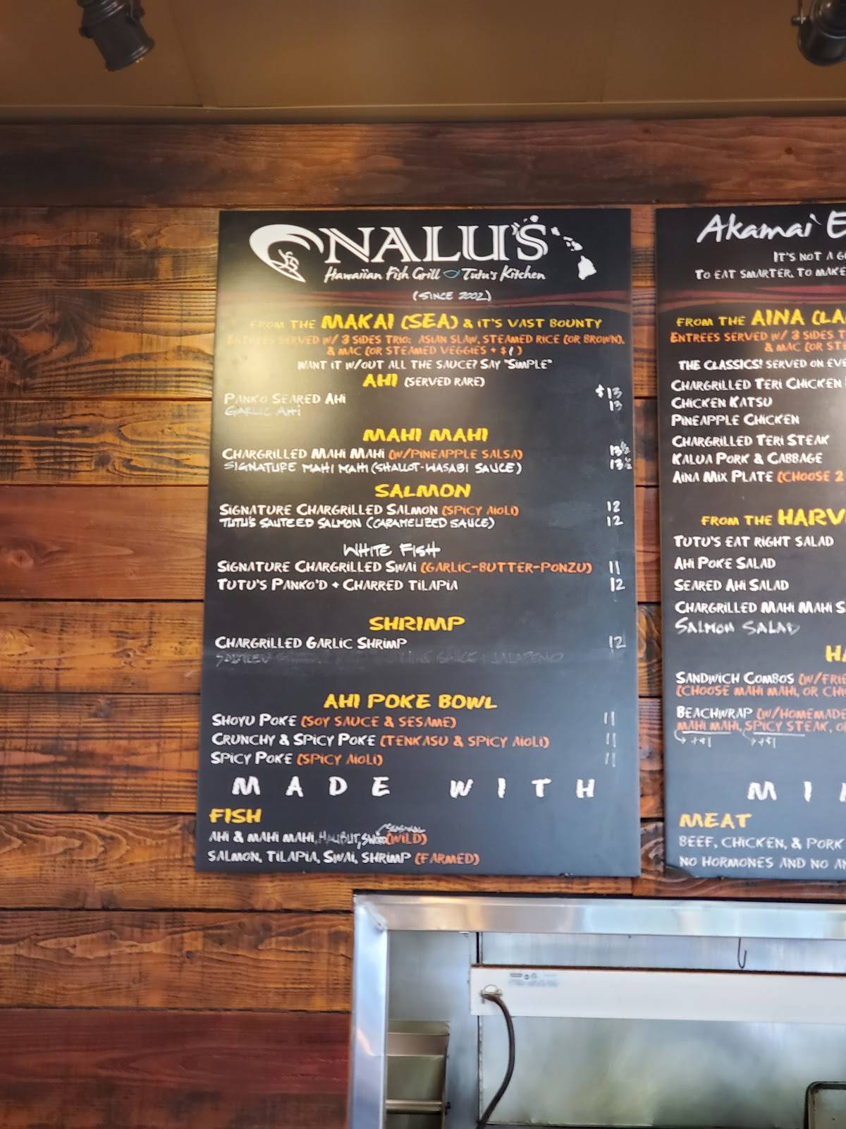 Menu at Nalu's Hawaiian Fish Grill & Tutu's Kitchen restaurant, San ...