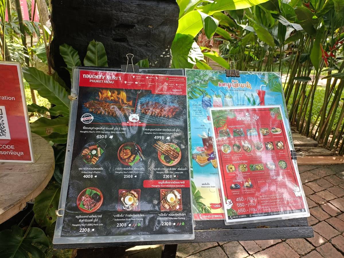 Menu at Naughty Nuri's In The Forest, Phuket restaurant, Wichit