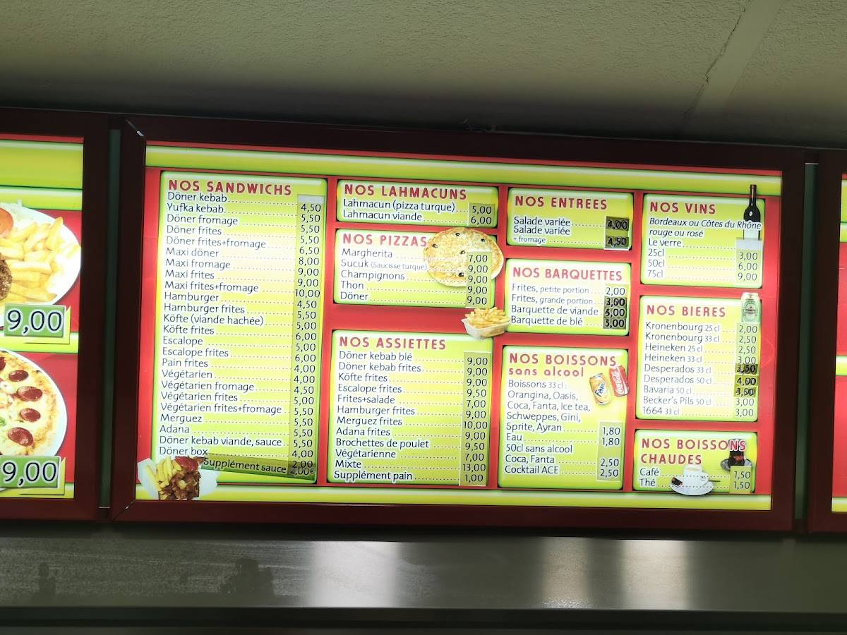 Menu au Nazar Döner Kebab, Cernay