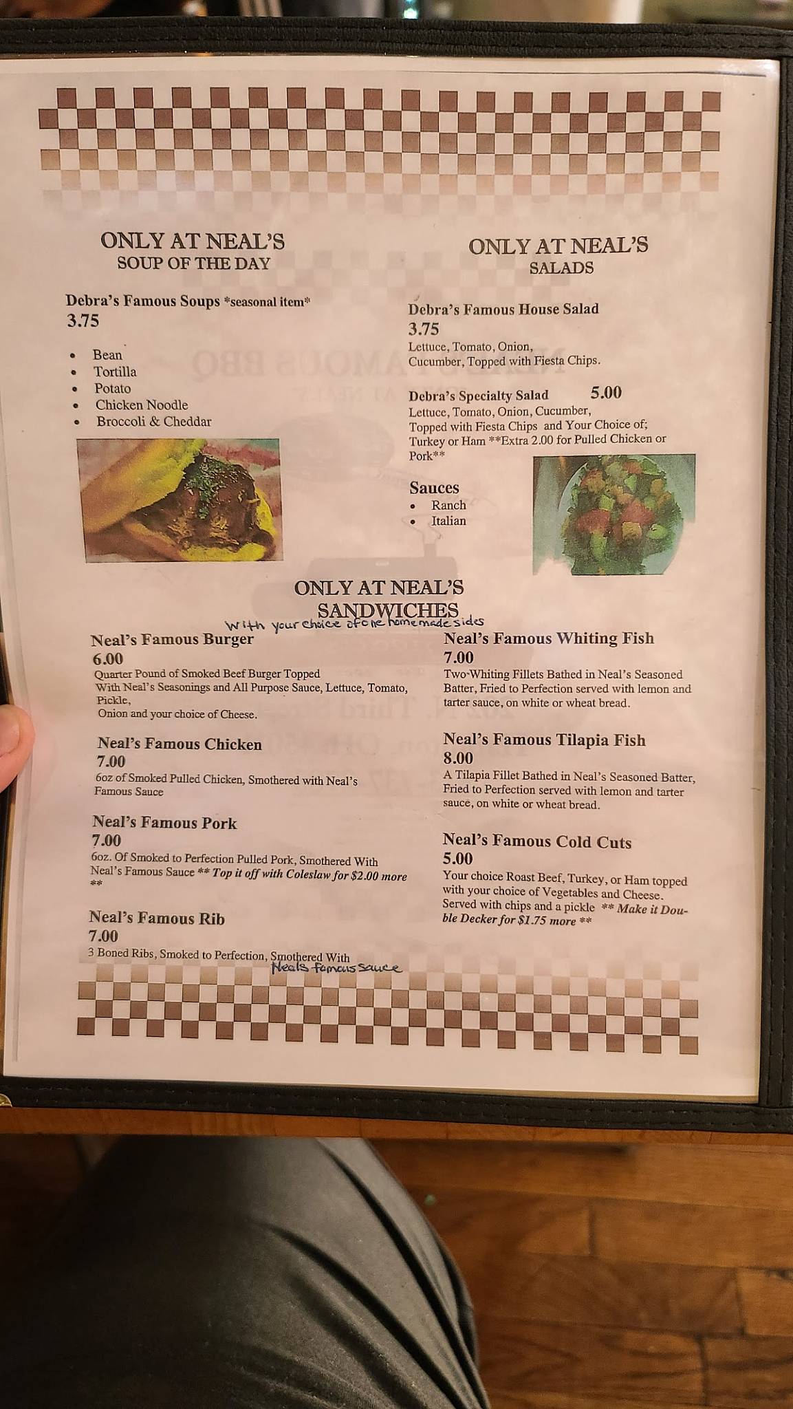 Menu at Neal's Famous BBQ, Hamilton
