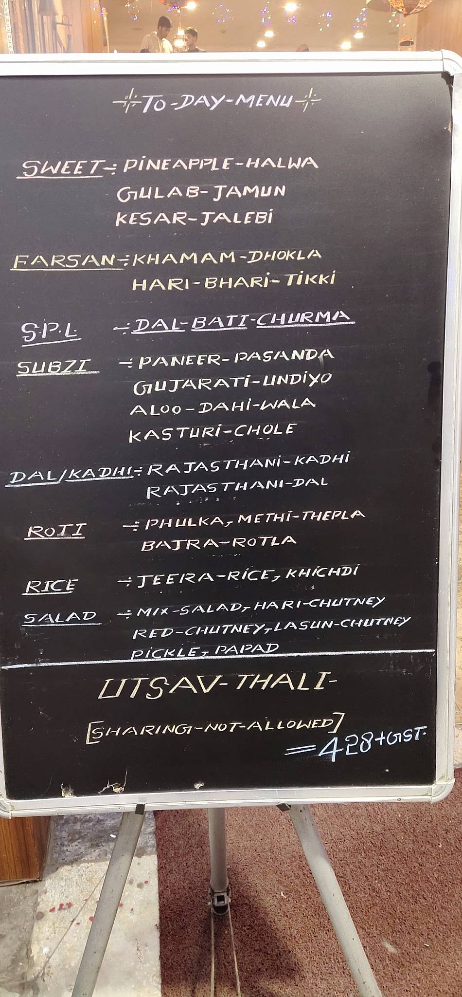 Menu at Ranisa by Jain Chawal Wale, New Delhi