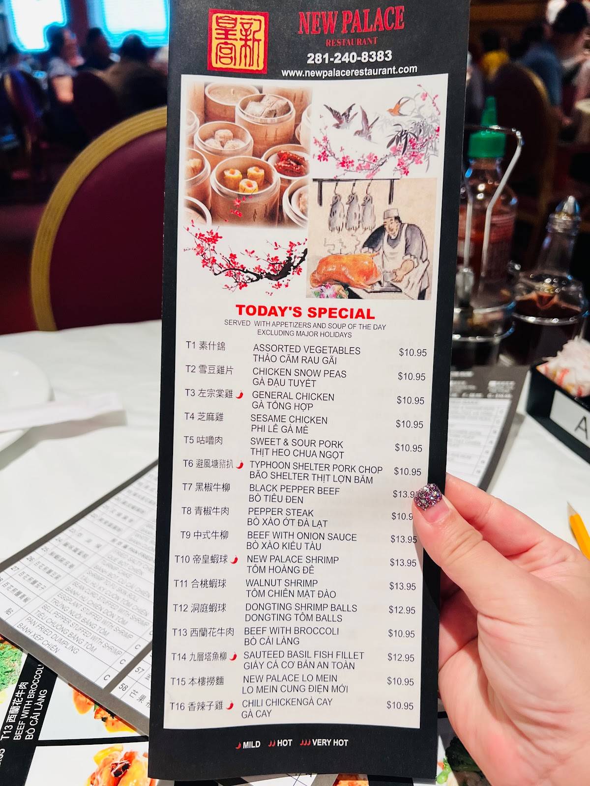 Menu at New Palace restaurant, Stafford