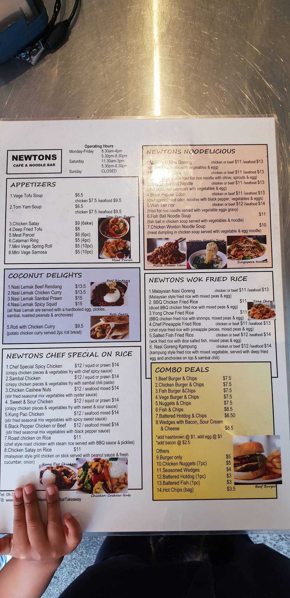 Menu at Newton Cafe & Noodle Bar, Auckland