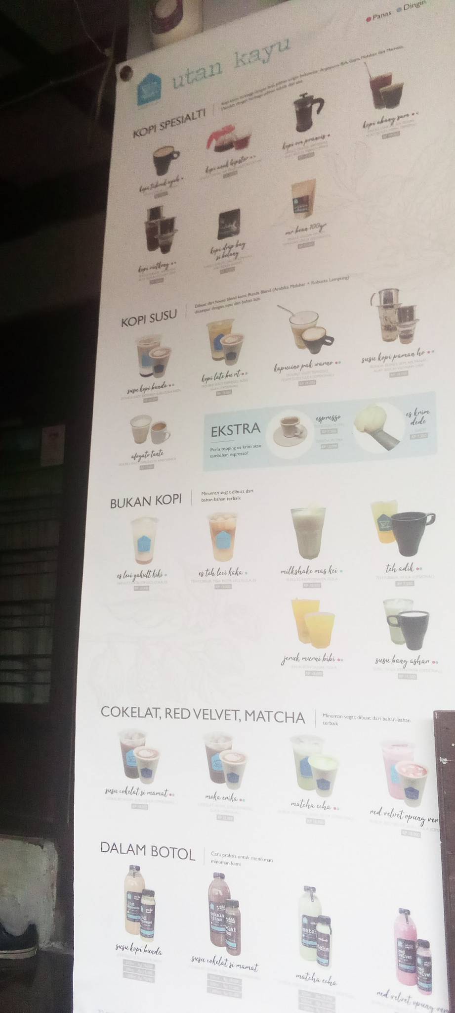 Menu at Ngopidirumah Utan Kayu, East Jakarta