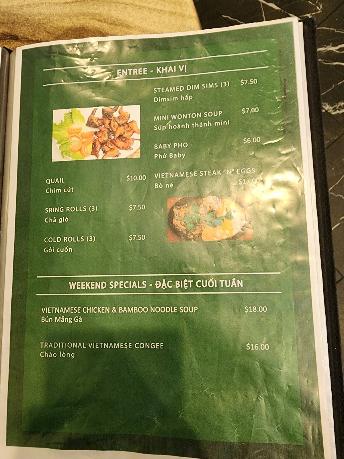 Menu at Nhu Lan On Hanson restaurant, Woodville Gardens