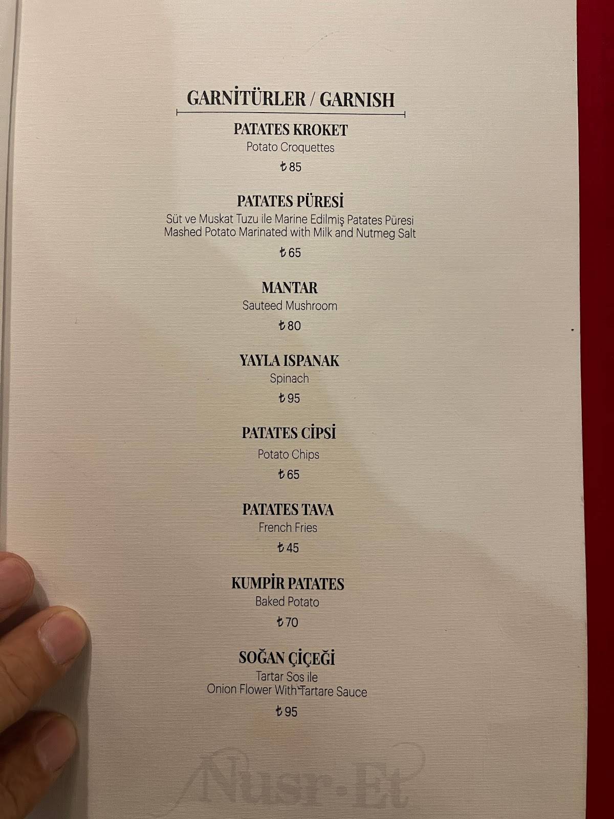 Menu at Nusr-Et Steakhouse Etiler, Istanbul, Nisbetiye Cd No:87