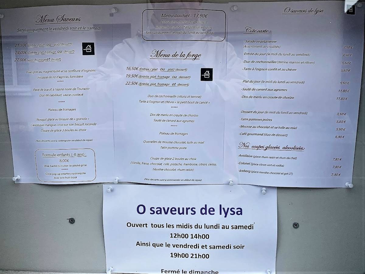 Menu au Restaurant La Forge, Saint-Nicolas-des-Motets